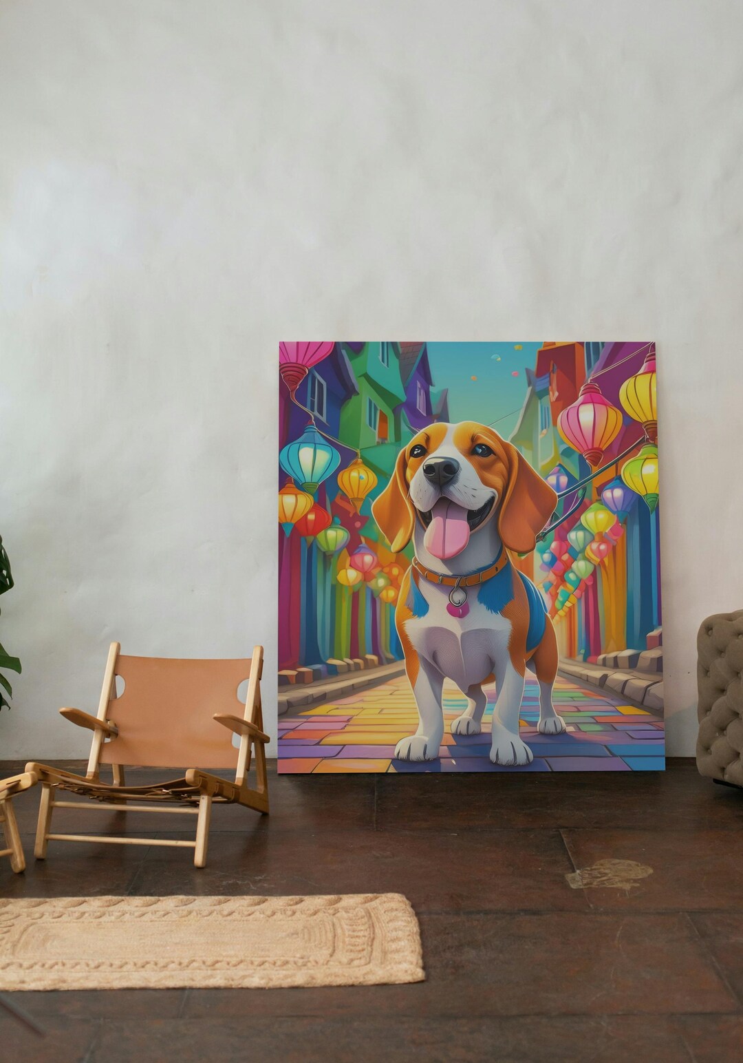 Beagle Dog Poster Modern Digital Wall Art Gift Home Decor Colorful ...