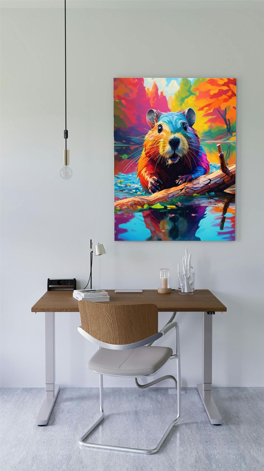 Colorful Beaver Poster, Animal Wall Art Print, Eclectic Digital ...