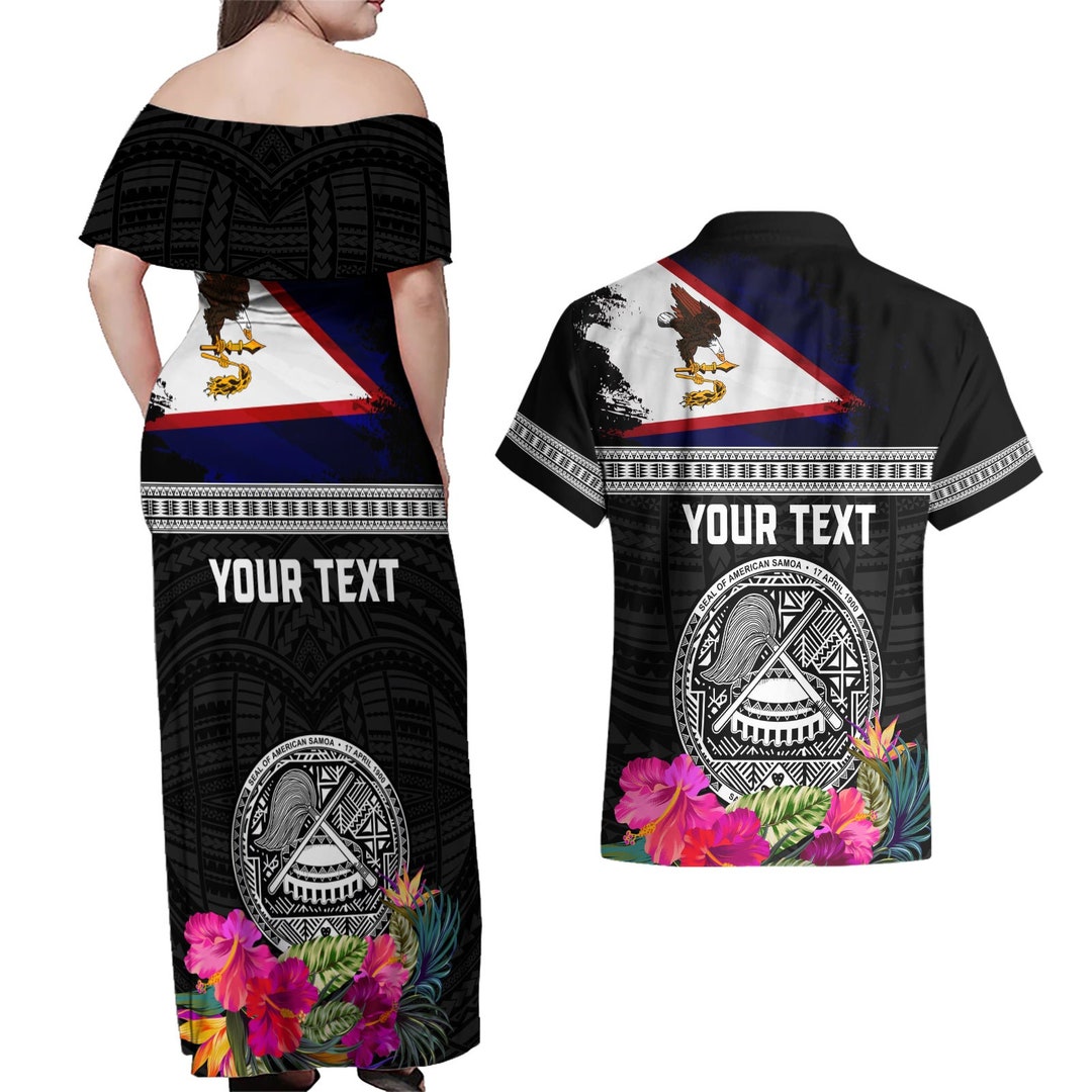 American Samoa Flag Day Couples Matching off Shoulder Maxi Dress and ...