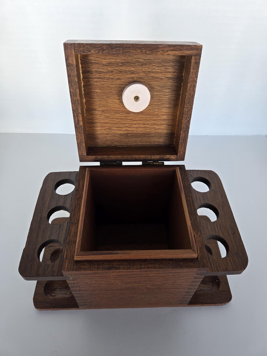 Vintage Wooden Humidor With Brass Hinges – Mid-century Handmade Cigar ...