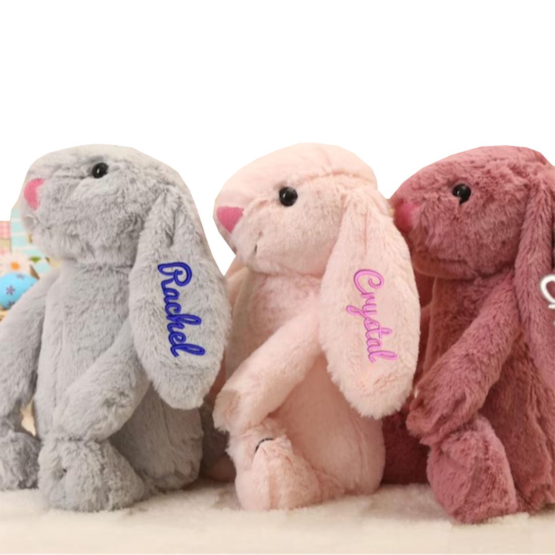 Personalized Baby Name Plush Bunny, Embroidered Stuffed Plush Bunny ...