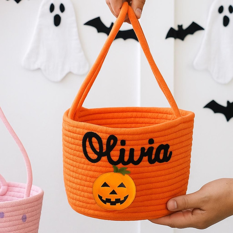 Custom Kids Halloween Treat Basket, Personalized Trick or Treat ...