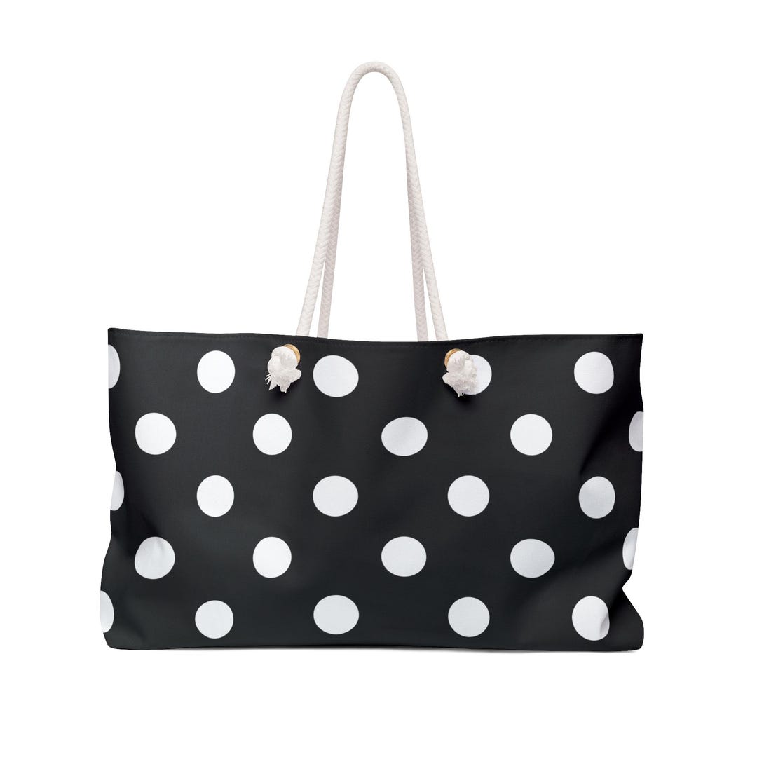 Polka Dot Weekender Bag / Polka Dot Pattern Tote Bag / Black White ...