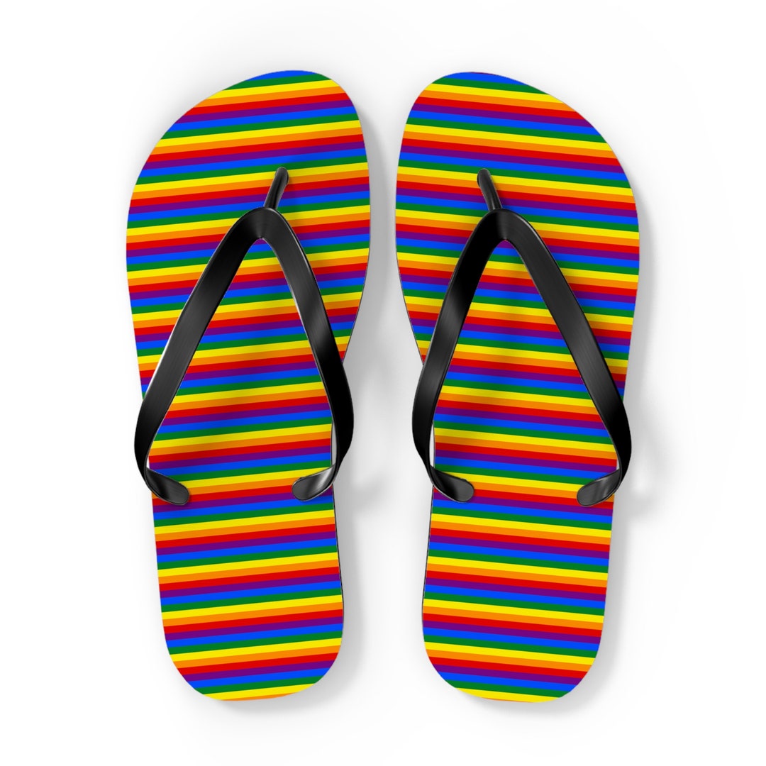 Rainbow Flip Flops Rainbow Thong Sandals Pride Flip Flops Flag Lgbtq Flip Flops Gay
