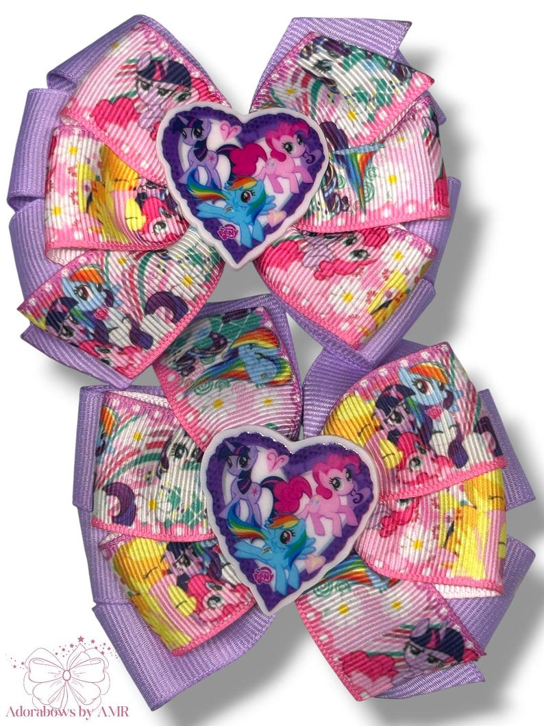 Handmade Cartoon Character Hair Bows: Trolls, Minions, My Little Pony ...