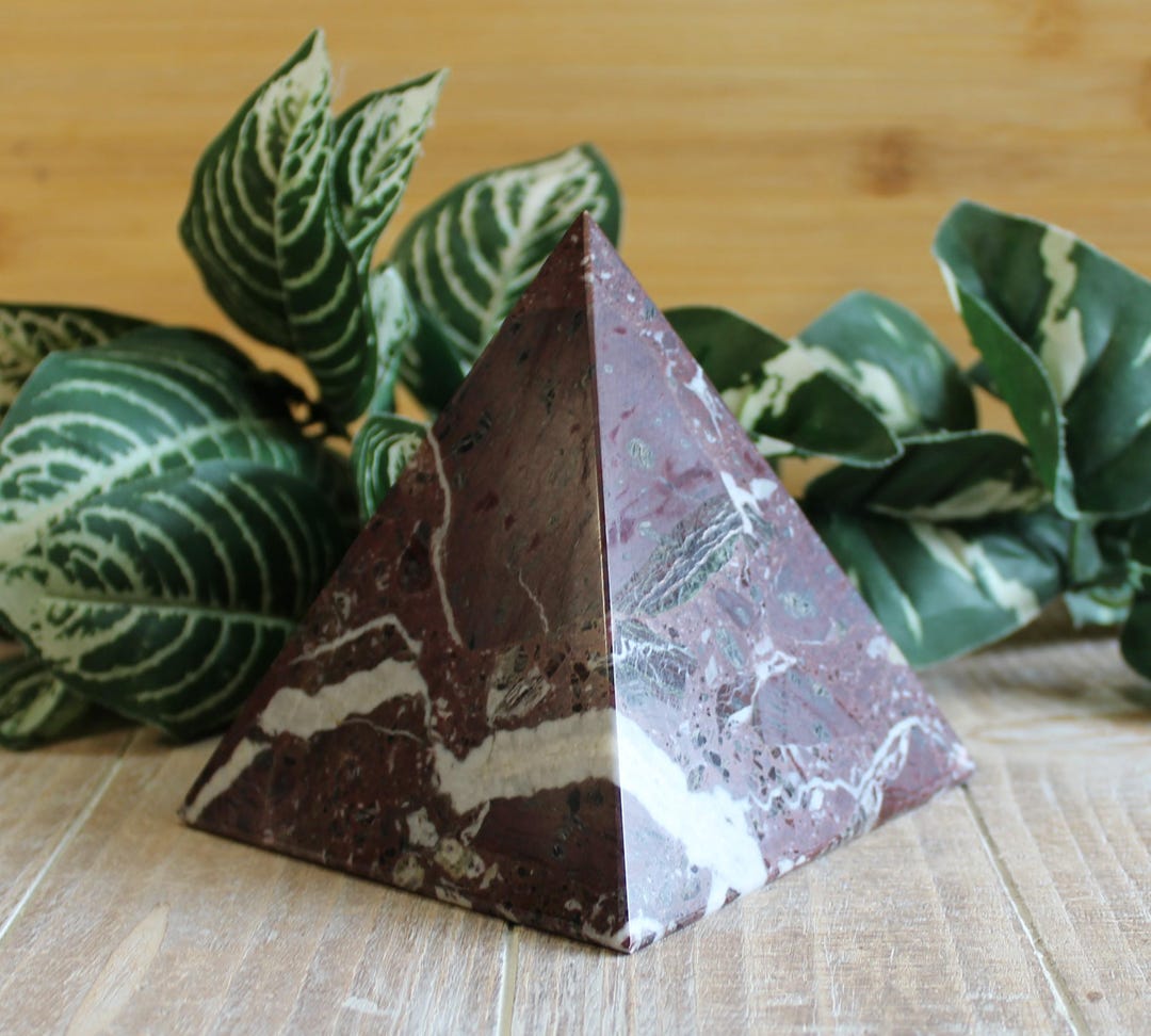 Large Red Zebra Marble Pyramid: Stone Collections for the Office, Housewarming Gifts - Etsy