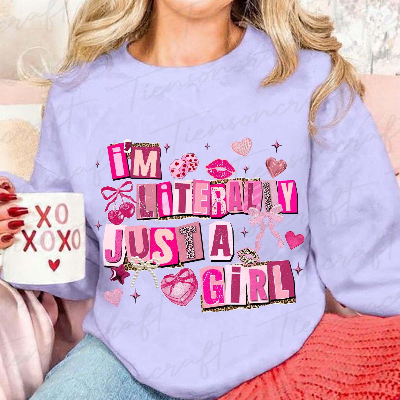 I’m Literally Just A Girl PNG, Preppy Collage Girly Bow Sticker, Trendy ...