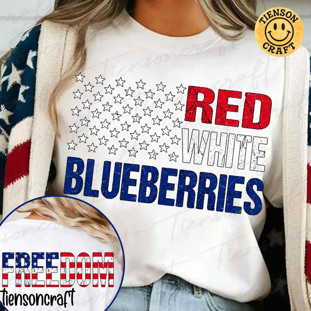 Preppy Red White and Blueberries Svg Png, Blueberry Festiva, Faith ...