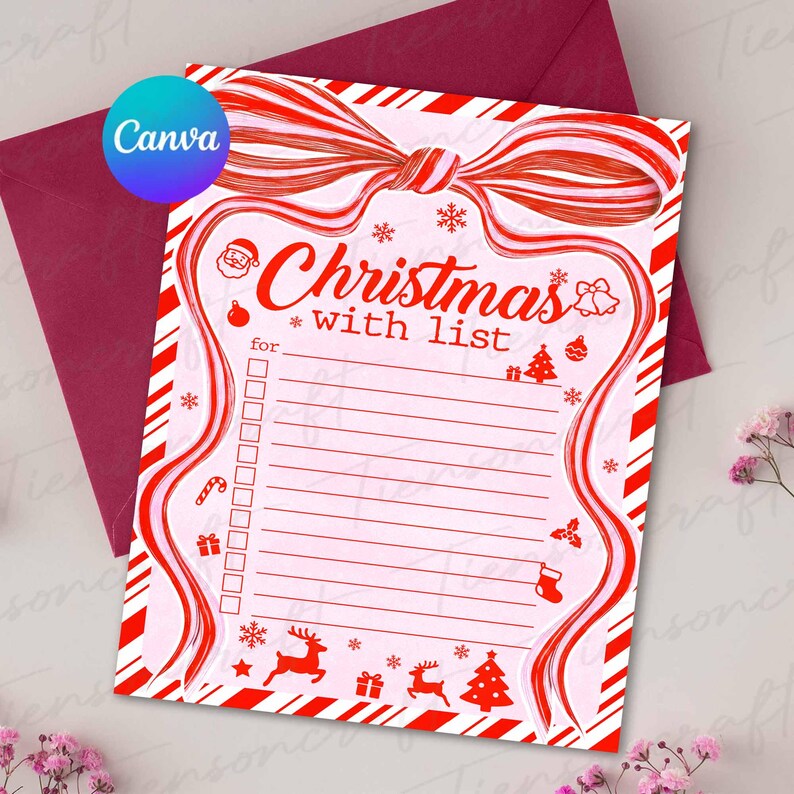 Canva Printable Christmas Wish List Png, Letter to Santa Png, Editable ...