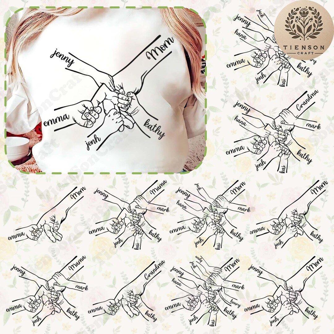 1-10 Hands Mom/ Grandma and Childs Png Bundle, Mother's Day Digital ...