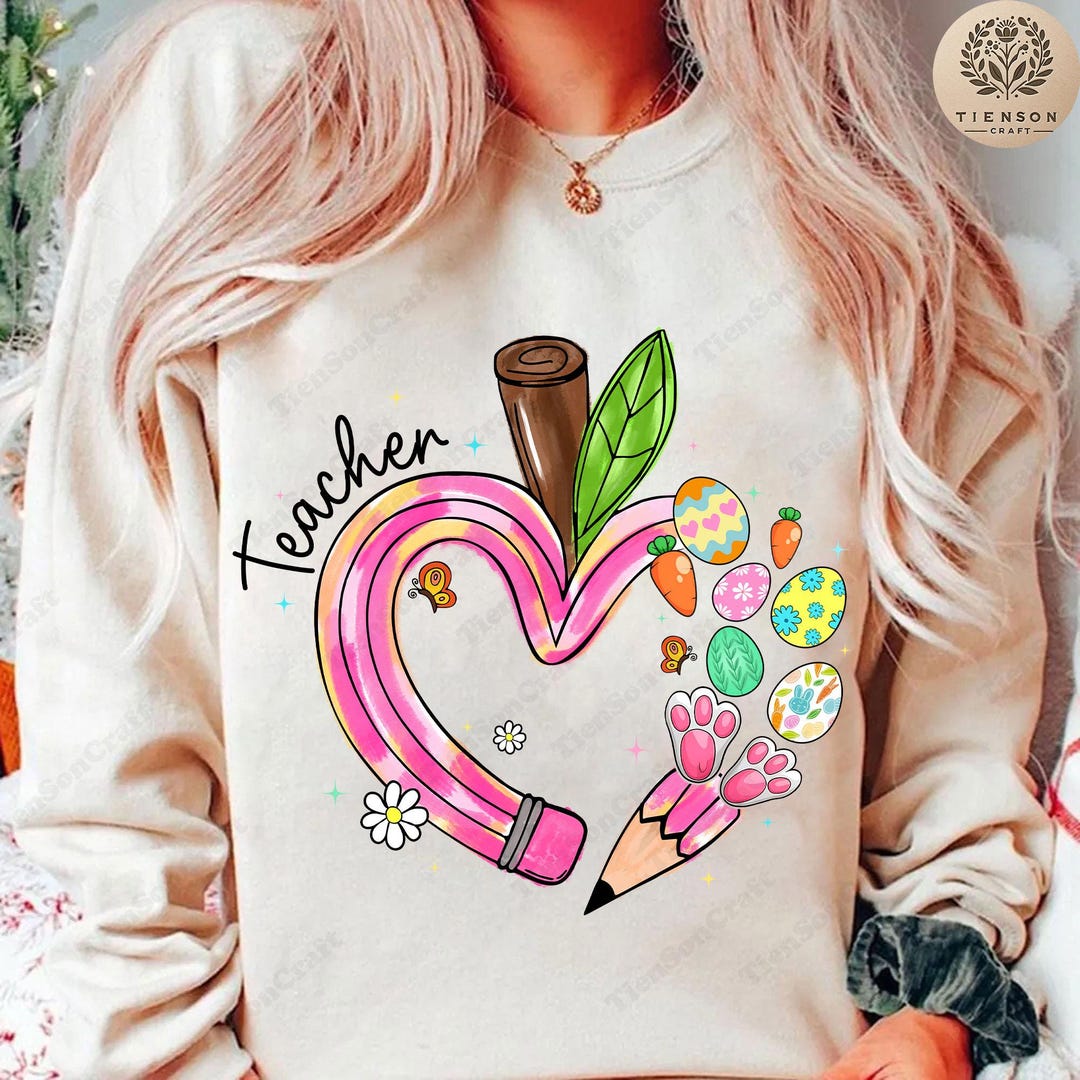 Teacher Easter Bunny Png, Hoppy Teacher Easter Shirt Design, Teacher ...