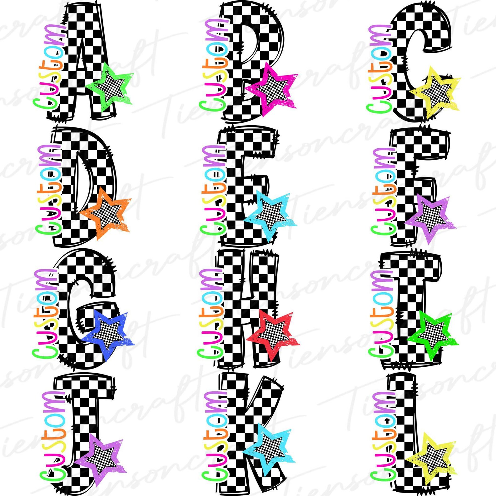 Retro Custom Name Alphabets School Bundle PNG, Custom Name PNG ...