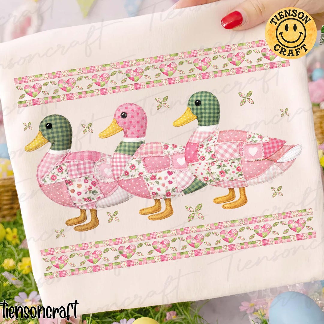Patchwork Quilted Mallard Duck PNG, Grandma Core 90s Inspired Farmhouse ...