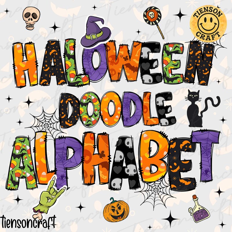 Halloween Doodle Alphabet - Etsy