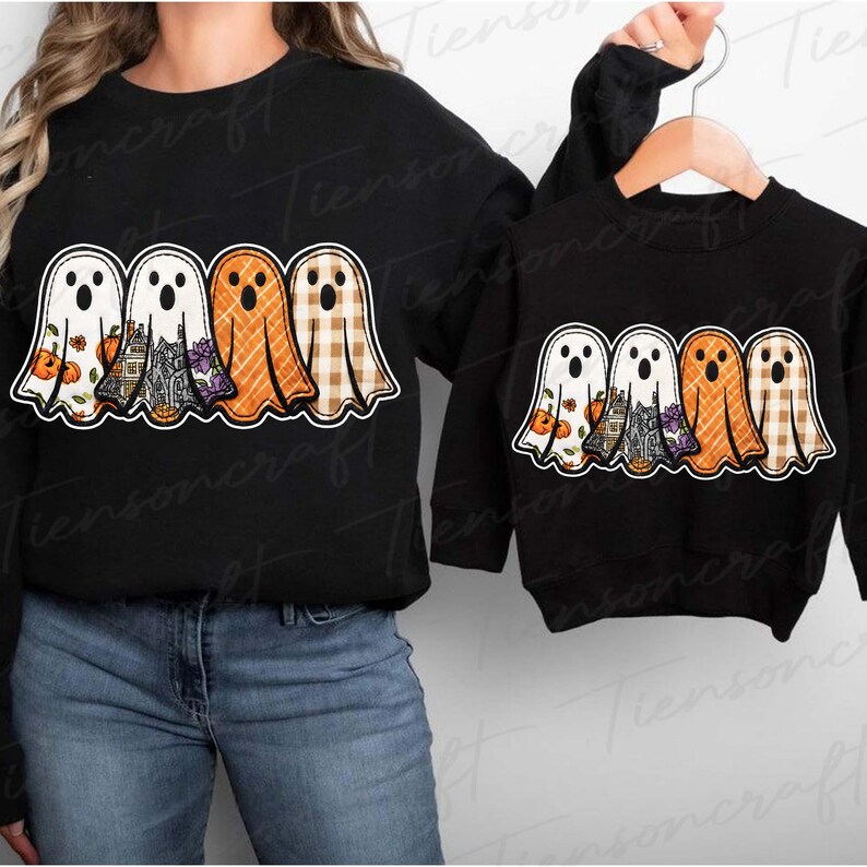 Preppy Patchwork Ghost PNG, Halloween Vintage Quilt Ghost Sublimation ...