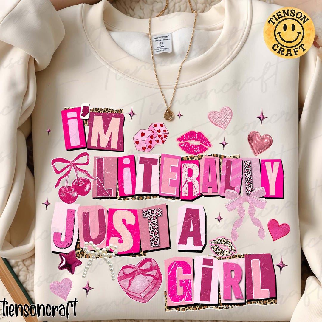 I’m Literally Just A Girl PNG, Preppy Collage Girly Bow Sticker, Trendy ...