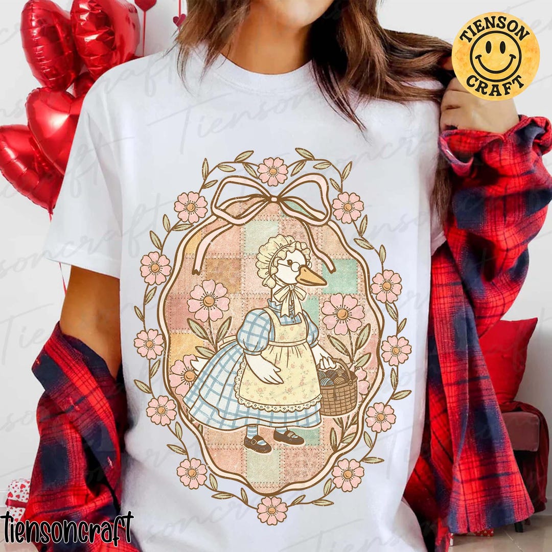 Floral Coquette Spring Grandma Goose Png, Vintage Thrifted Goose Png ...