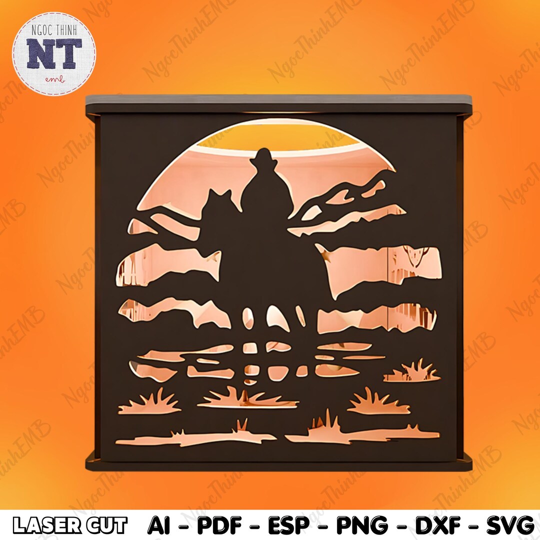 Cowboy Lantern Laser Cut File, Cowboy Candle Holder Svg, Western ...
