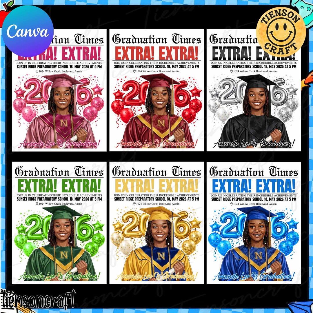 Class of 2026 Newspaper Template, Canva Editable Graduation ...