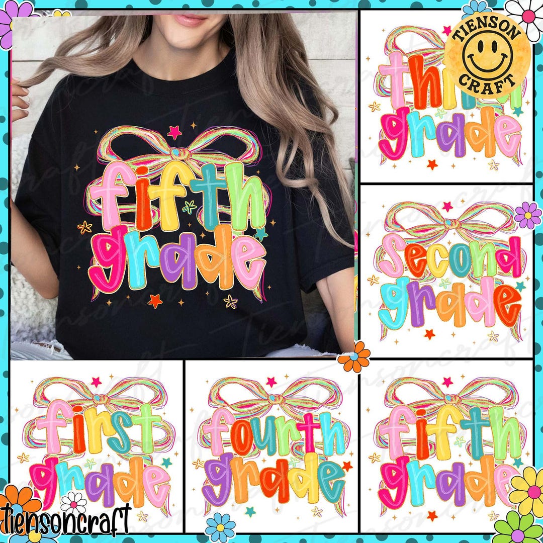 Bundle Teacher PNG, Preppy Back to School PNG, Coquette School First ...