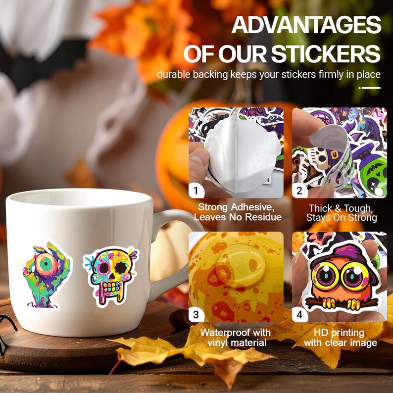 300 Spooky Halloween Sticker Pack, Waterproof Vinyl Decals for Laptop ...