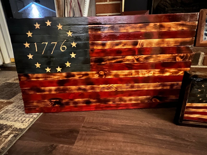 13 Star Betsy Ross Rustic Flag 1776 19x36 In - Etsy