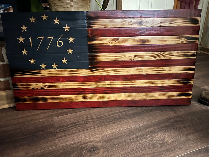 13 Star Betsy Ross Rustic Flag 1776 19x36 In - Etsy