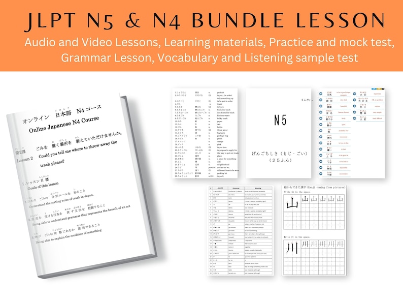Japanese Learning Materials JLPT N5 & N4 - Etsy