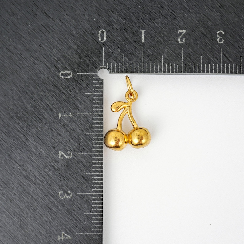 18K Gold Plated Cherry Pendant, Fruit Pendant, Cherry Charm, Minimalist ...