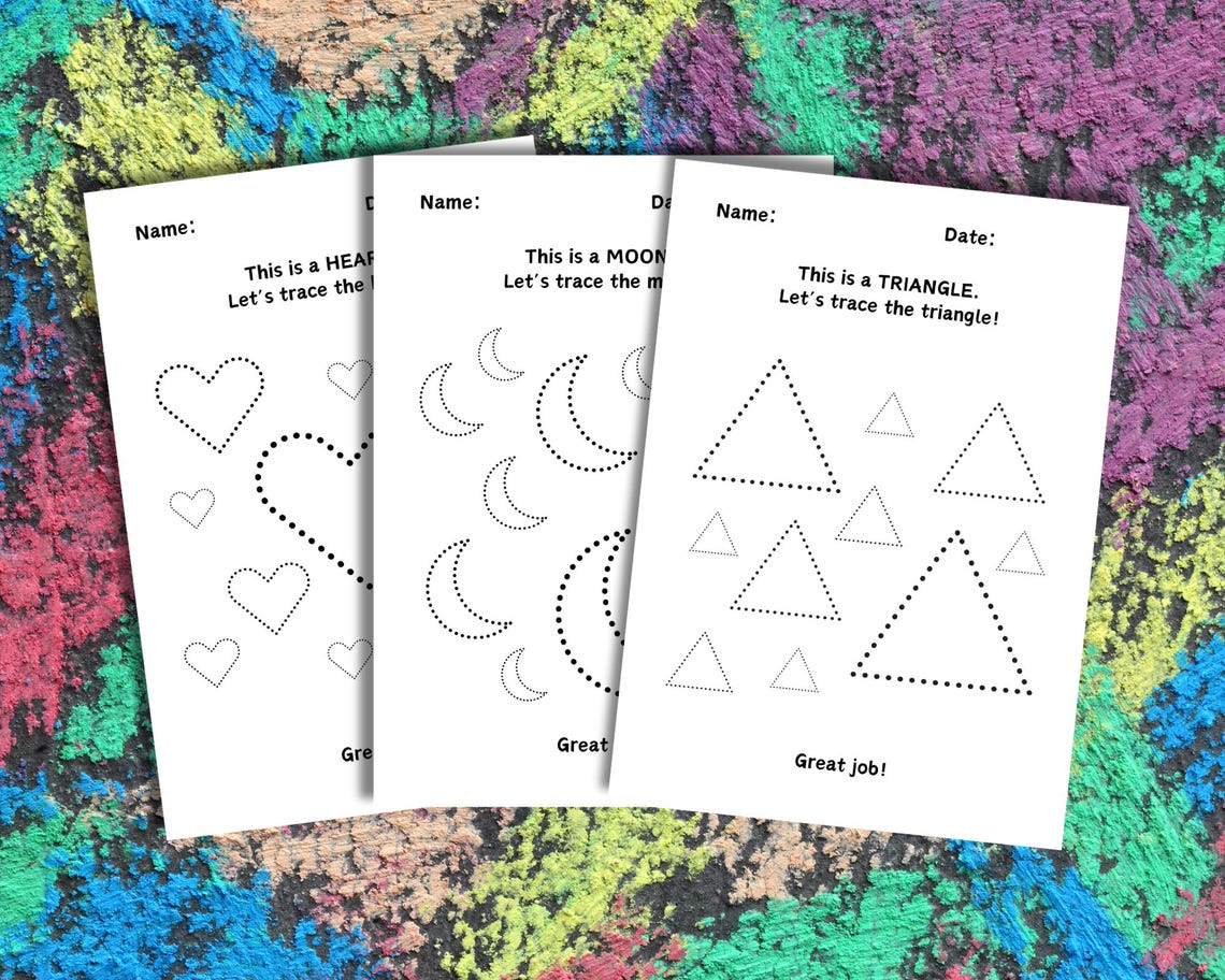 Preschool Shapes Tracing Worksheet, Cognitive Development, Basic Shapes ...