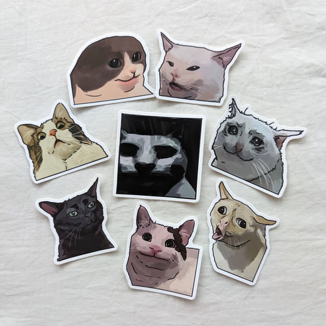 Digital Drawn Meme Cat Stickers 1 individual - Etsy