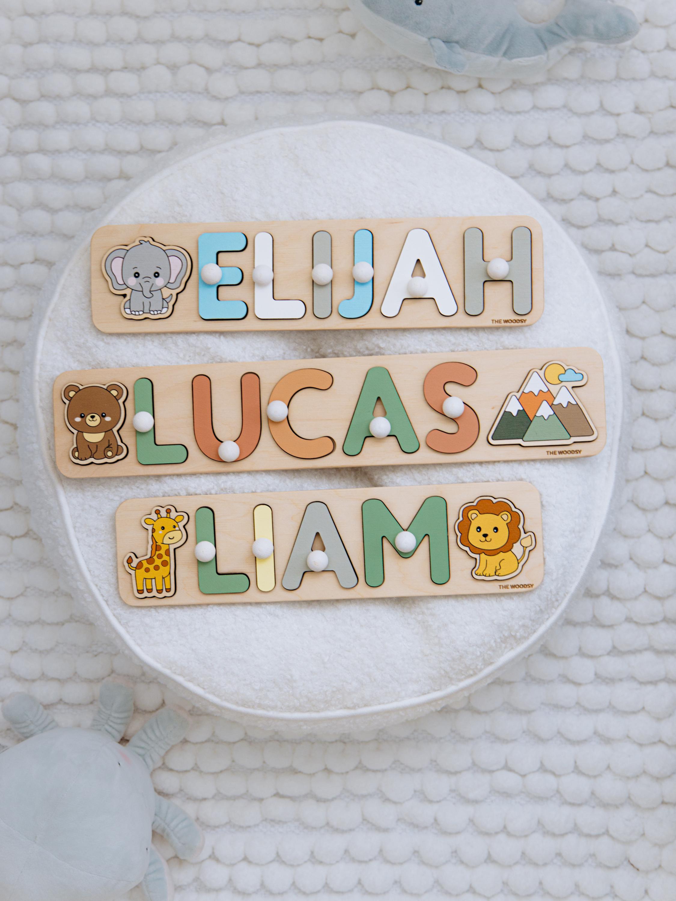 Cute Baby Name Puzzle. Toddler Birthday Name Puzzle. Wooden Name Puzzle ...