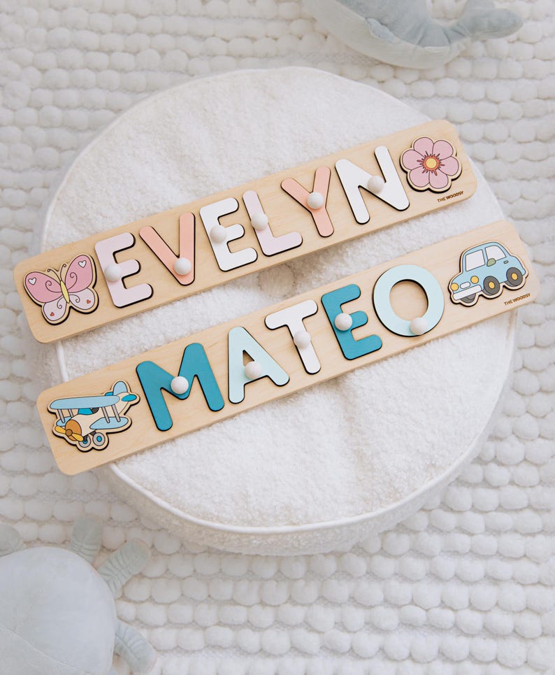 Baby Boy Name Puzzle With Car and Plane. 1-st Birthday Gift ...