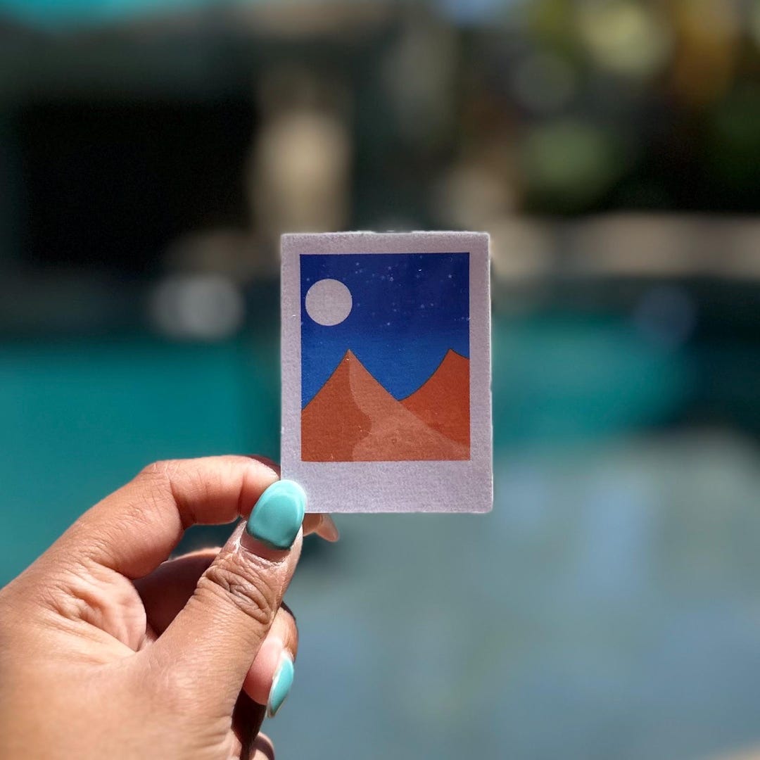 Desert Moon Polaroid Sticker: Laminated Vinyl Decal - Etsy