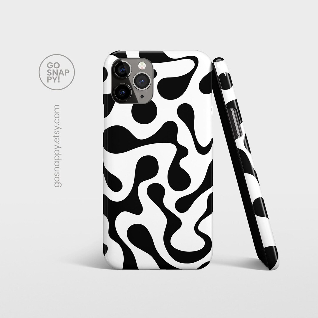 Capa ORGANIC CURVES para iPhone 16 15 14 13 12 • Curvas de tinta preta ...