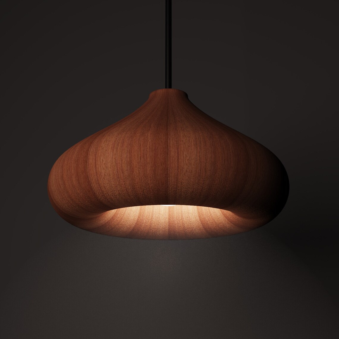 Torus Formed Natural Wood Pendant Lighting | Turned Pendant Lighting ...