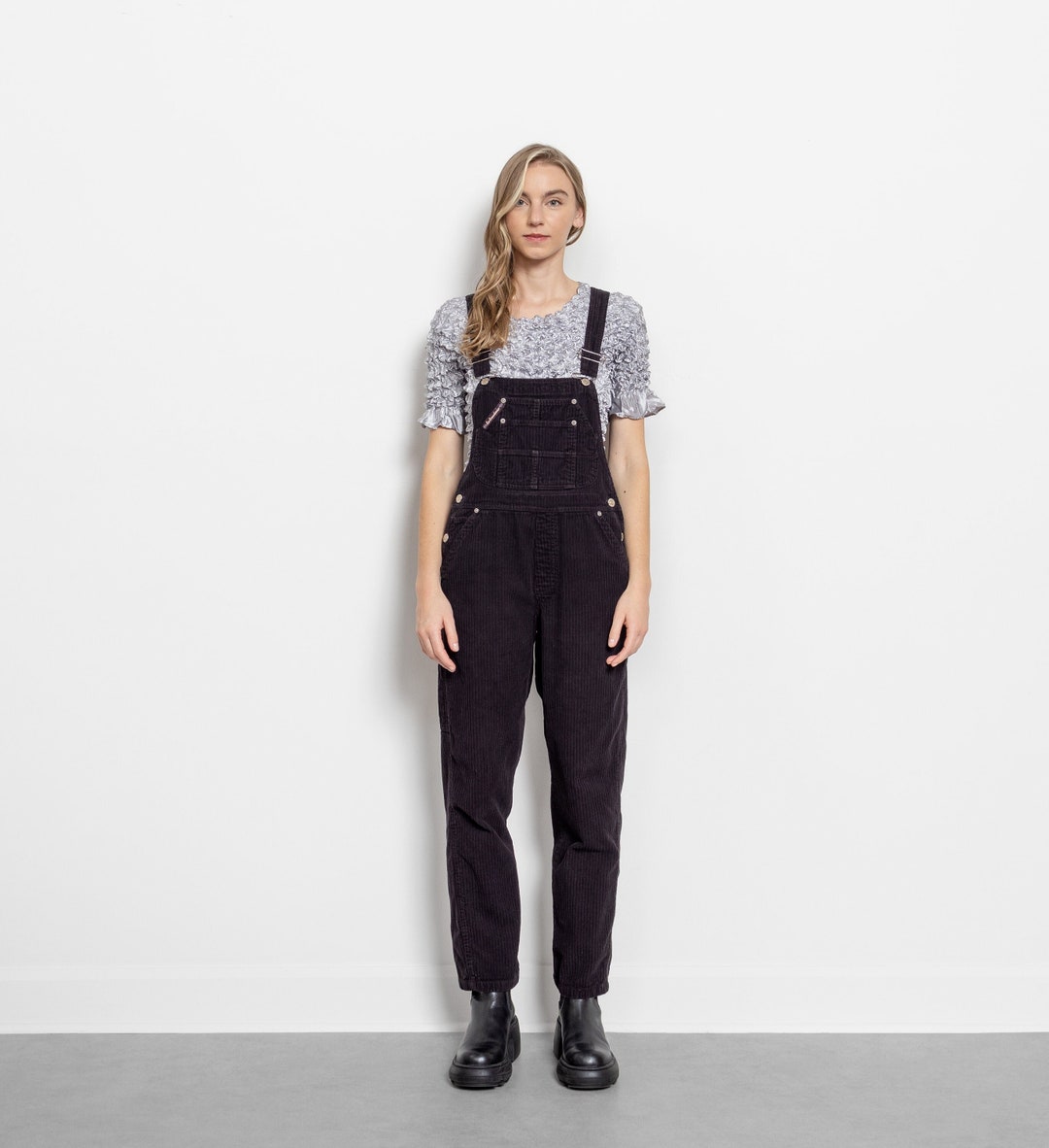 BLACK CORDUROY OVERALLS Vintage Cotton Women 90's Oversize Baggy ...