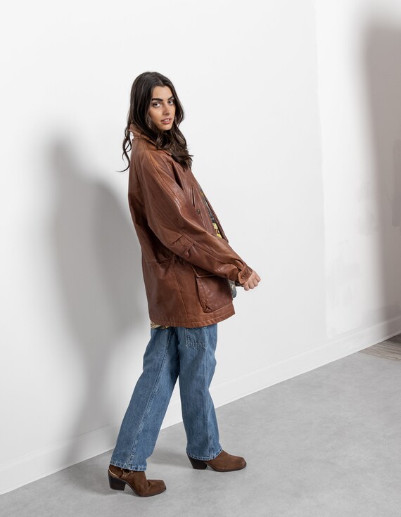 TIMBERLAND LEATHER JACKET Faded Worn In Distressed Lo… - Gem