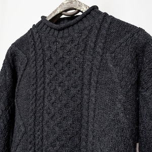 Irish Wool Inis Crafts GREY WOOL CABLE Knit Cropped Oversize Jumper ...