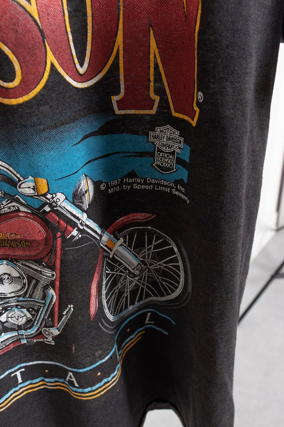 80'S HARLEY DAVIDSON THIN Ripped Tee Vintage Short Sl… - Gem