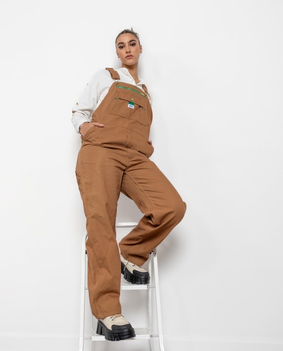 COTTON CARPENTER OVERALLS Caramel Brown Workwear Over… - Gem