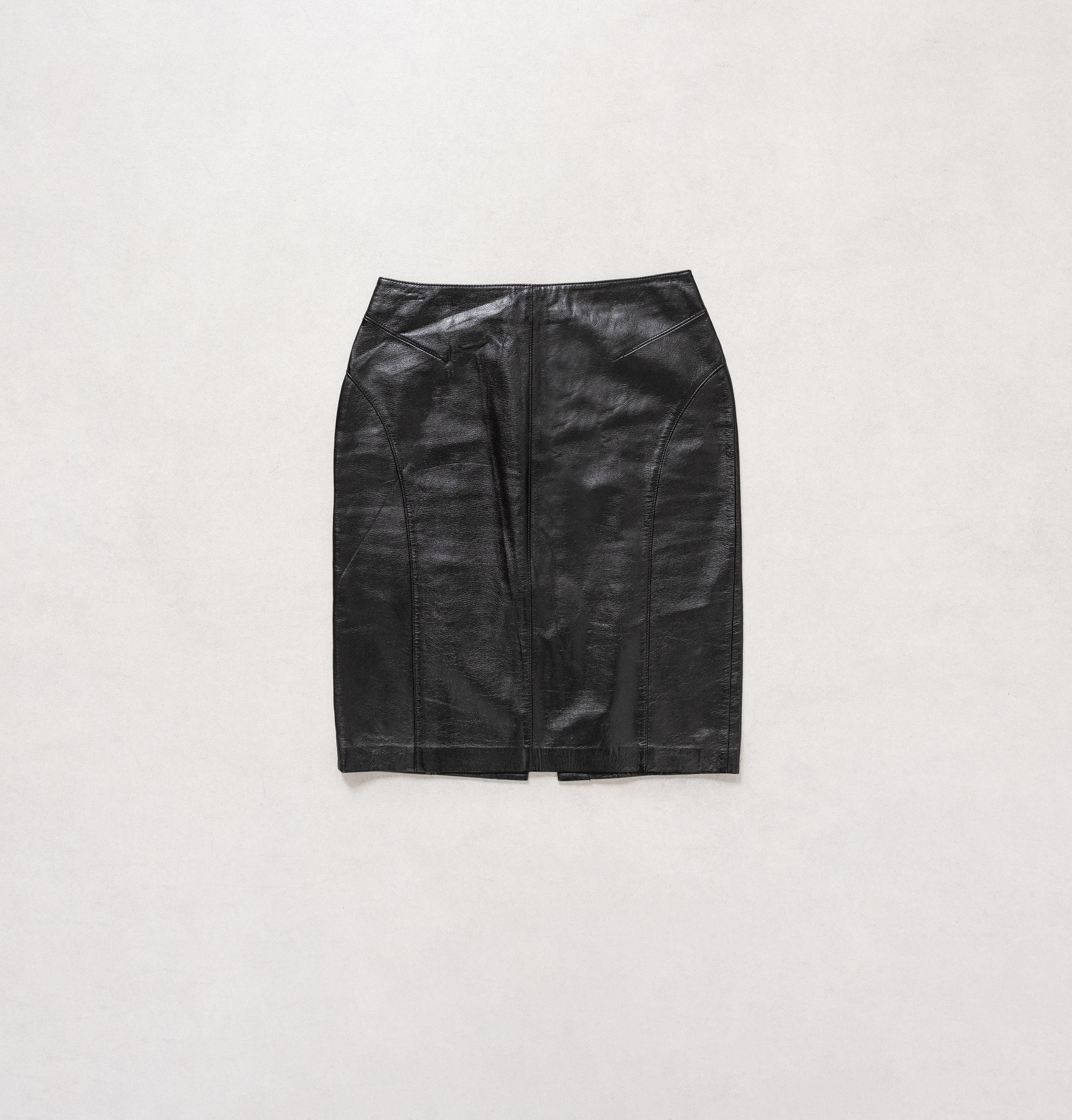 LEATHER MINI SKIRT Vintage Black Mid Rise Women 90's / 35.5 Inch Hips ...