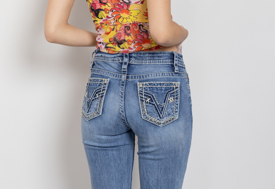 LOW RISE FADED Wacky Crazy Y2K Vintage Jeans Stretchy Cool Pockets ...