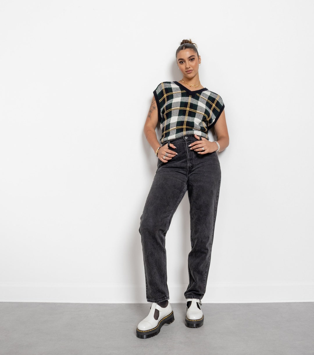 VINTAGE LEVI'S 921 JEANS Black High Waist Cotton Curvy Denim / 43 Inch ...