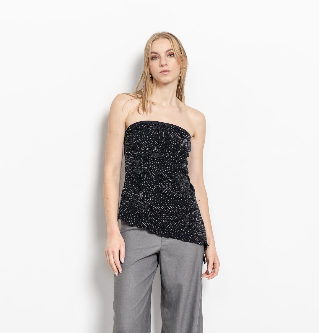 SPARKLY Y2K PARTY TUBE Top Strapless Vintage 2000's Asymmetrical ...