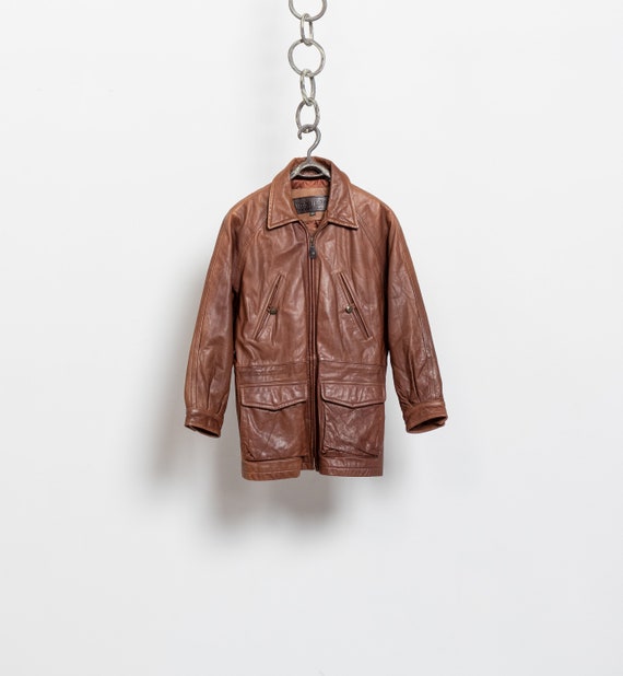 TIMBERLAND LEATHER JACKET Faded Worn In Distressed Lo… - Gem