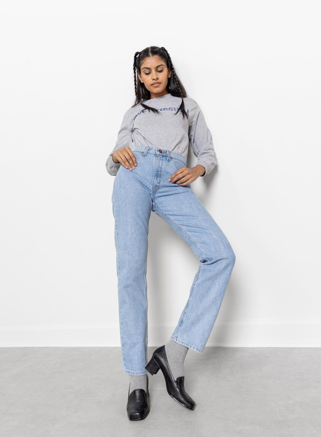 LEVI'S 505 BOYFRIEND JEANS Vintage Mid Rise Relaxed Fit Straight Leg ...