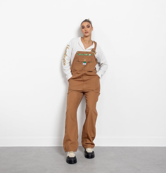 COTTON CARPENTER OVERALLS Caramel Brown Workwear Over… - Gem