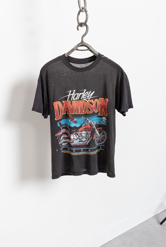 80'S HARLEY DAVIDSON THIN Ripped Tee Vintage Short Sl… - Gem