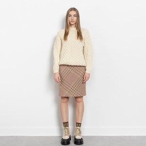 CREAM Merino IRISH WOOL Cable Knit Sweater Jumper Knitwear Fall Winter ...